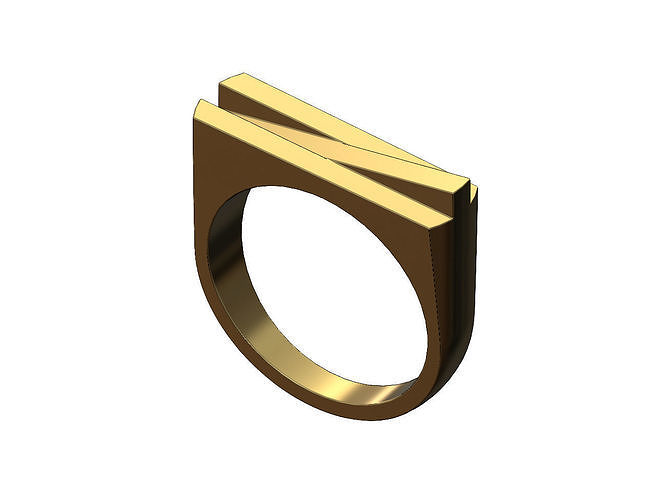 Overlapping bars signet ring 3D model 3D printable | CGTrader