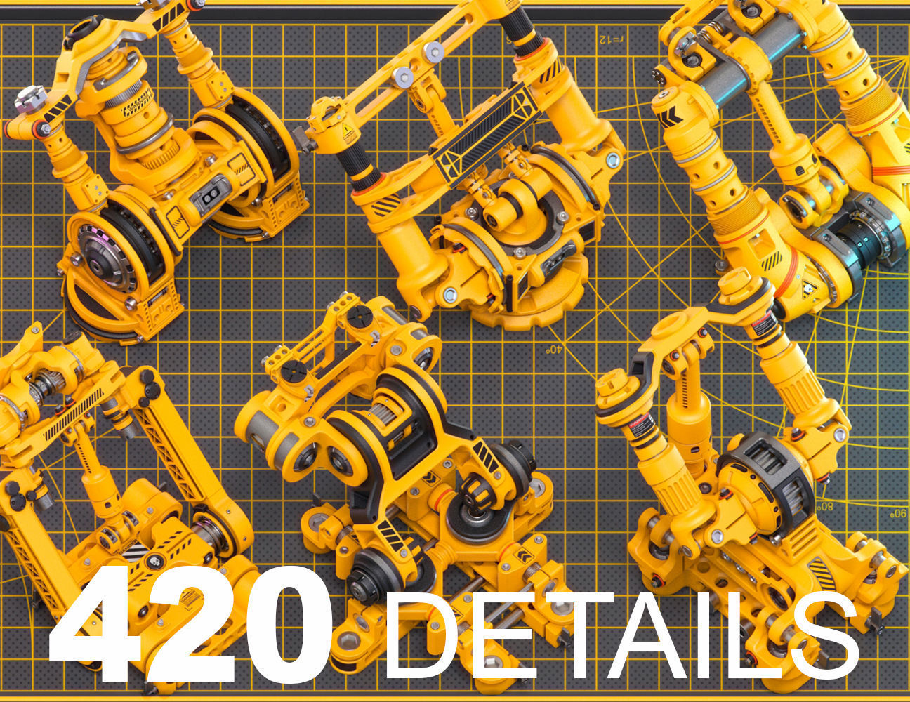Sci-Fi Hard Surface Mechanical KITBASH 420 DETAILS 3D model | CGTrader