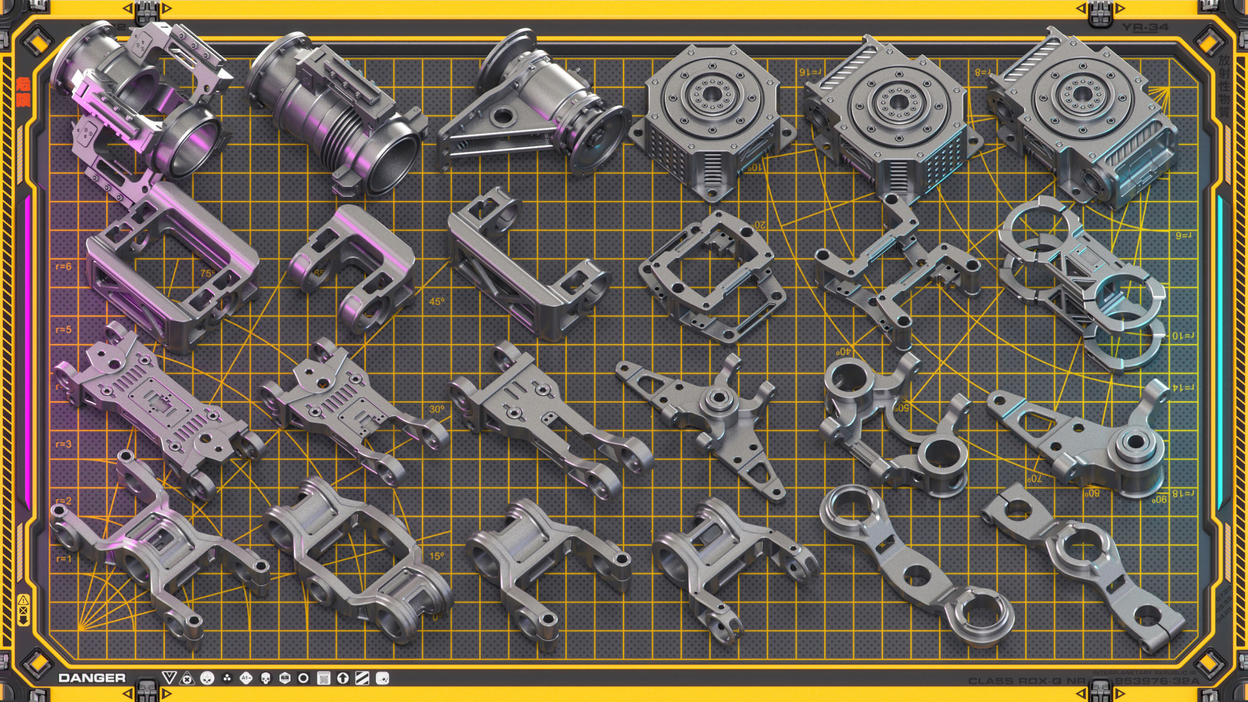 Sci-Fi Hard Surface Mechanical KITBASH 420 DETAILS 3D model | CGTrader