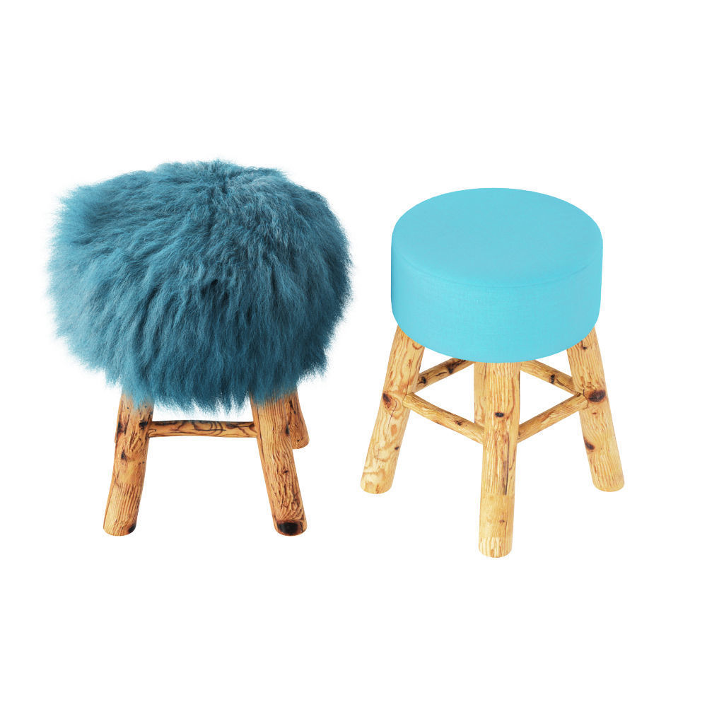 Solid wood stool with wool seat 3D model | CGTrader