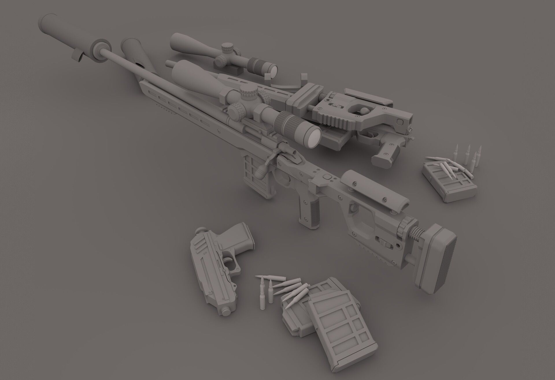 sniper 3d model rifle and accessories 3D model | CGTrader