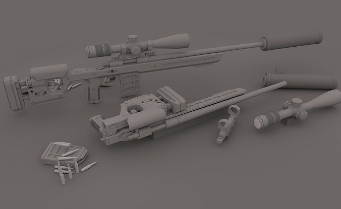 sniper 3d model rifle and accessories 3D model | CGTrader