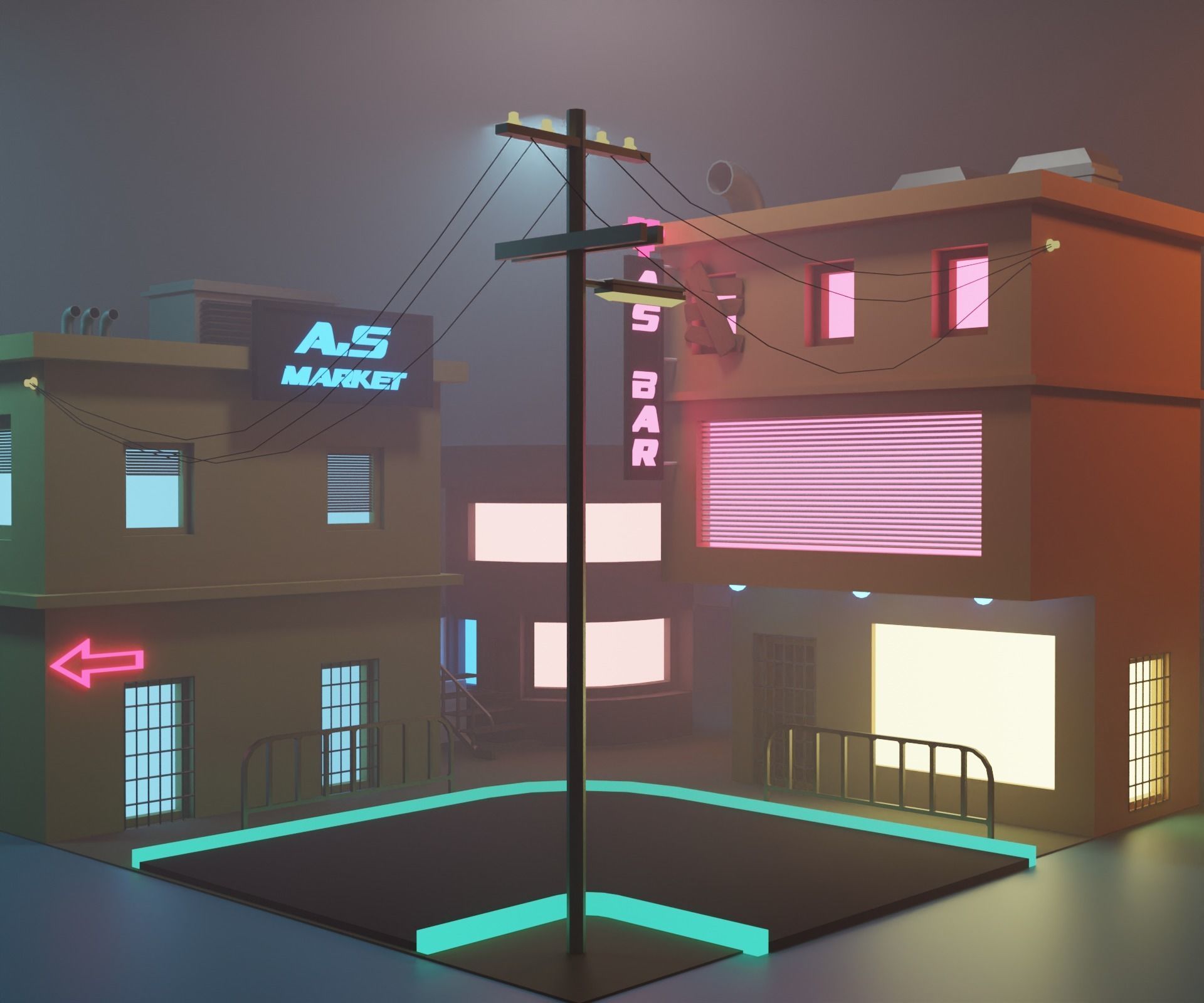 3D model Cyber punk city model VR / AR / low-poly | CGTrader