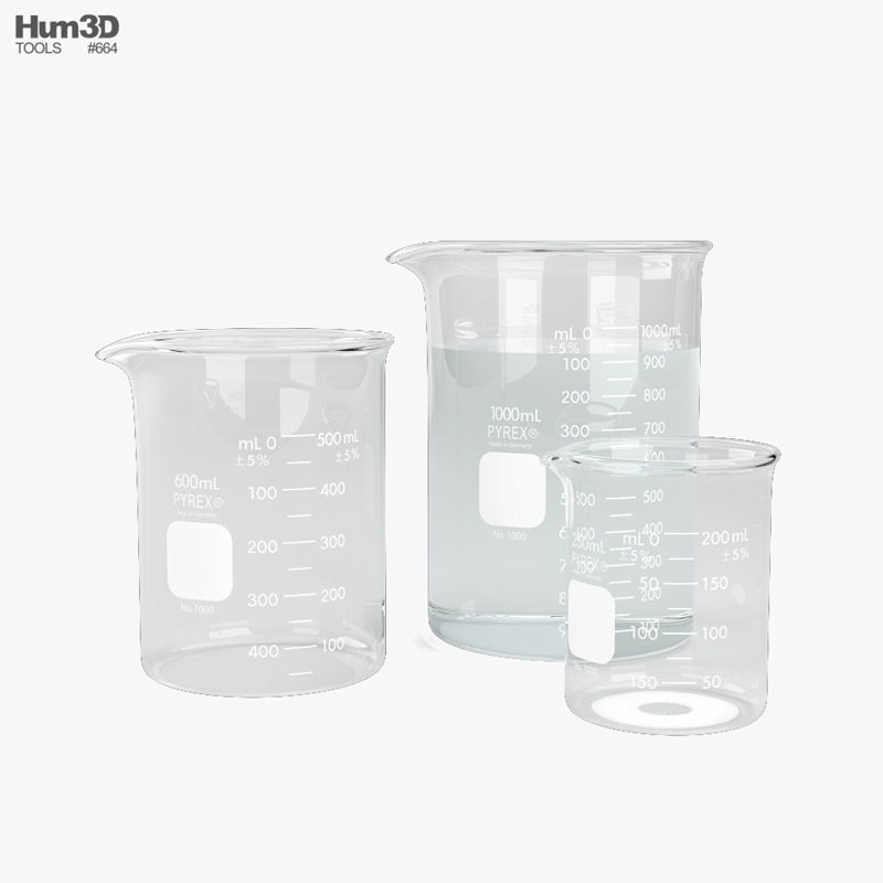 Beaker three glass beakers 3D model | CGTrader