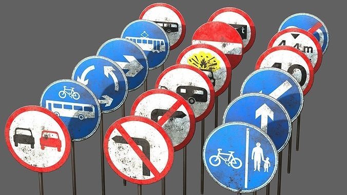 3D model Traffic Sign Collection VOL 2 VR / AR / low-poly | CGTrader