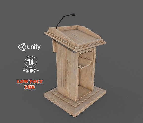 3D model Wooden Podium PBR VR / AR / low-poly | CGTrader