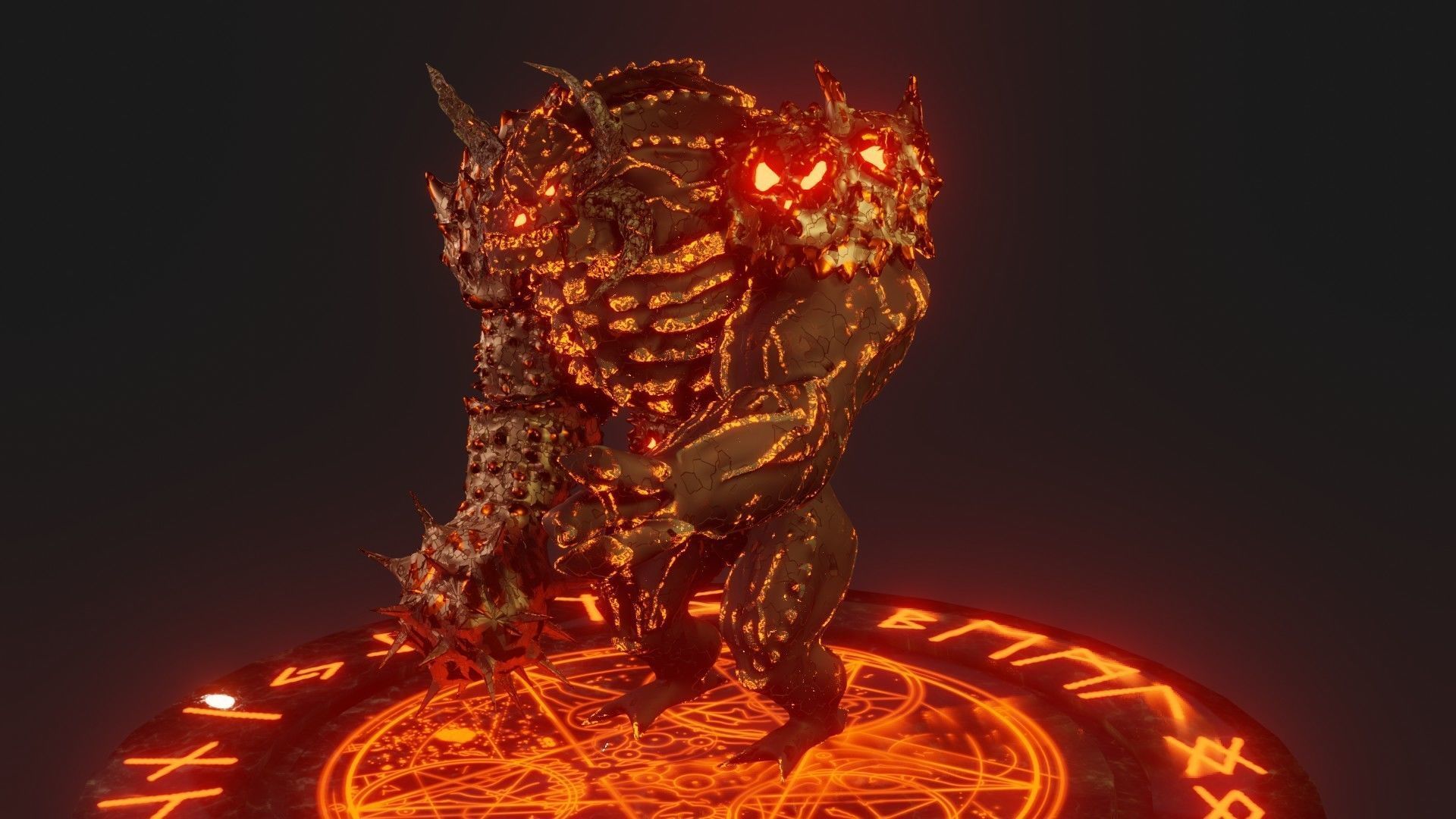 MagmaWarrior demon with glowing eyes 3D model | CGTrader
