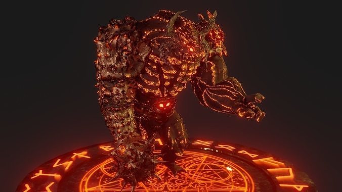 MagmaWarrior demon with glowing eyes 3D model | CGTrader