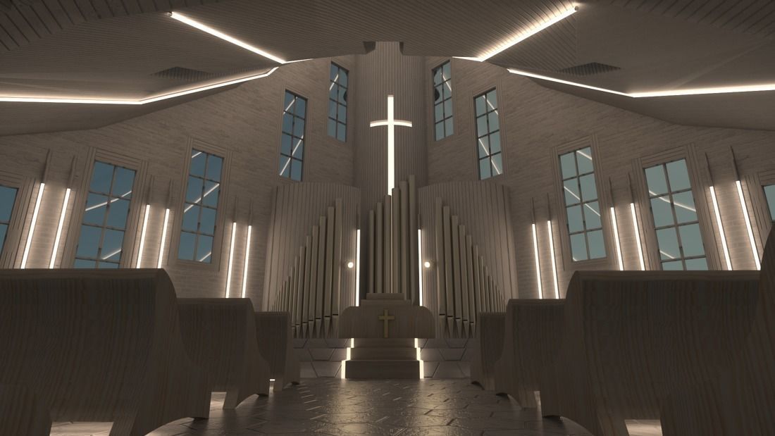 Modern church - exterior interior 3D model | CGTrader