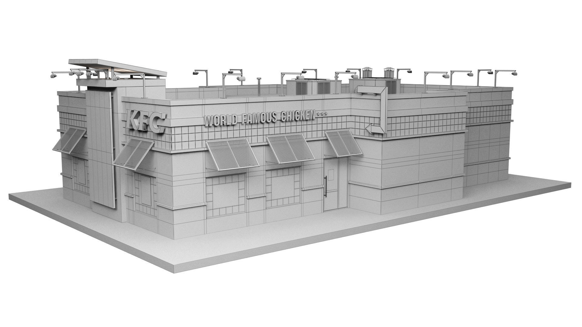 KFC Building and parking 3D model | CGTrader