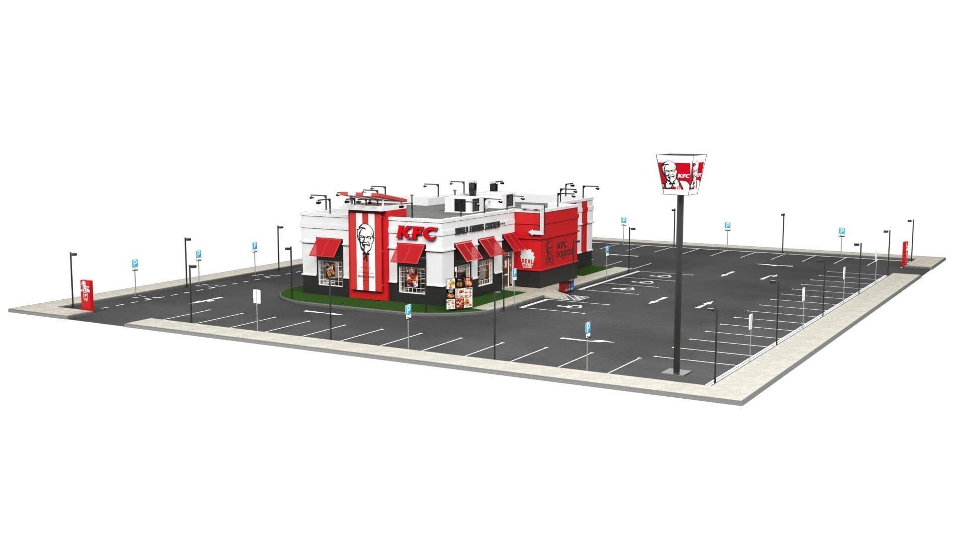 KFC Building and parking 3D model | CGTrader