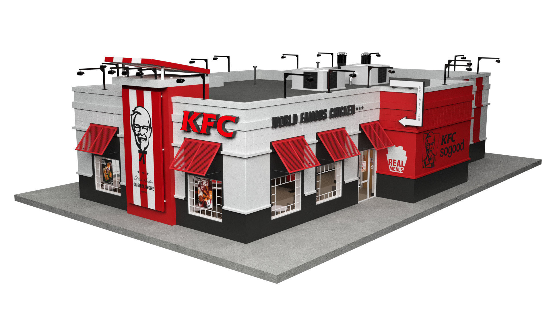 KFC Building and parking 3D model | CGTrader