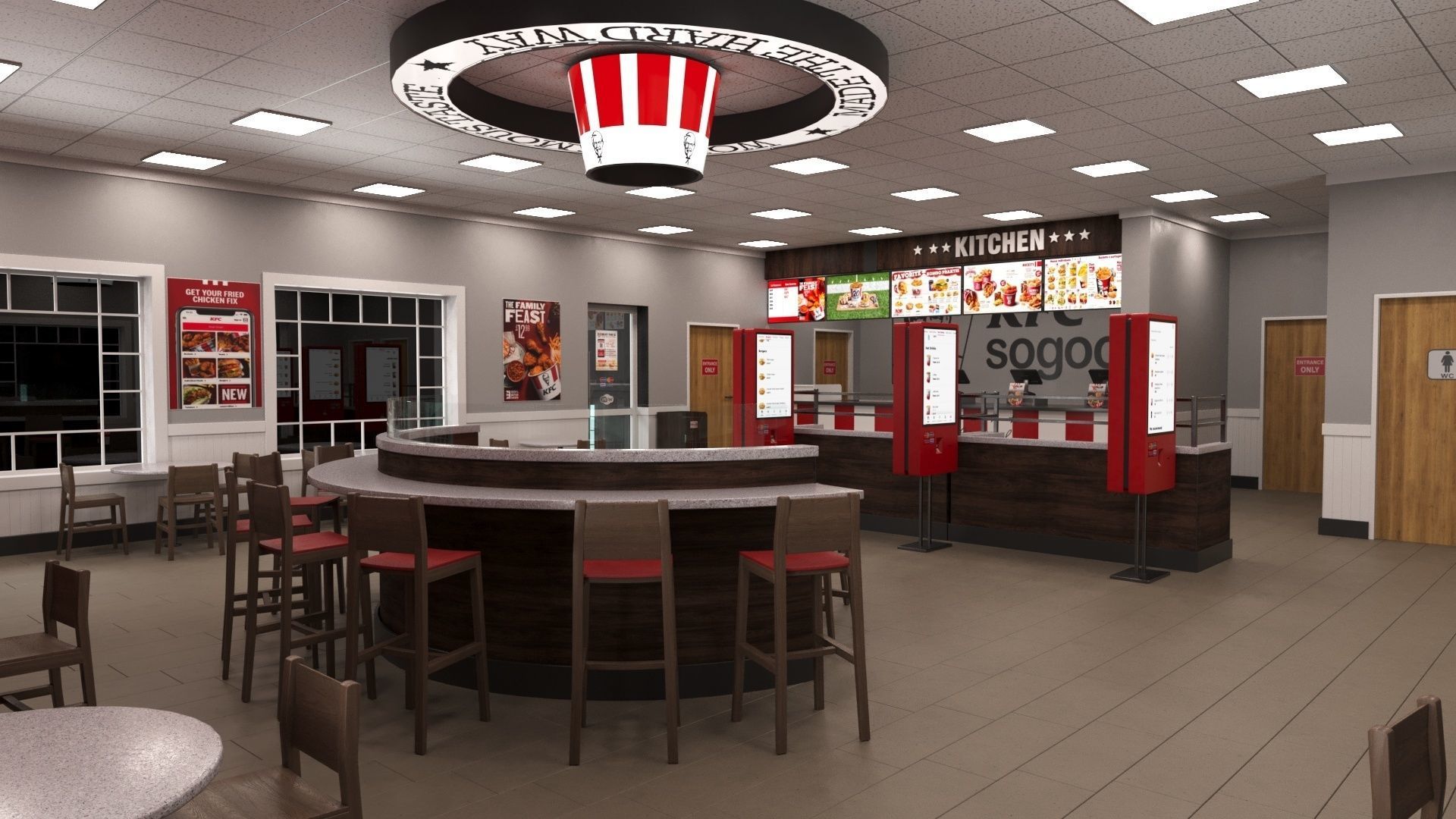 KFC Building and parking 3D model | CGTrader