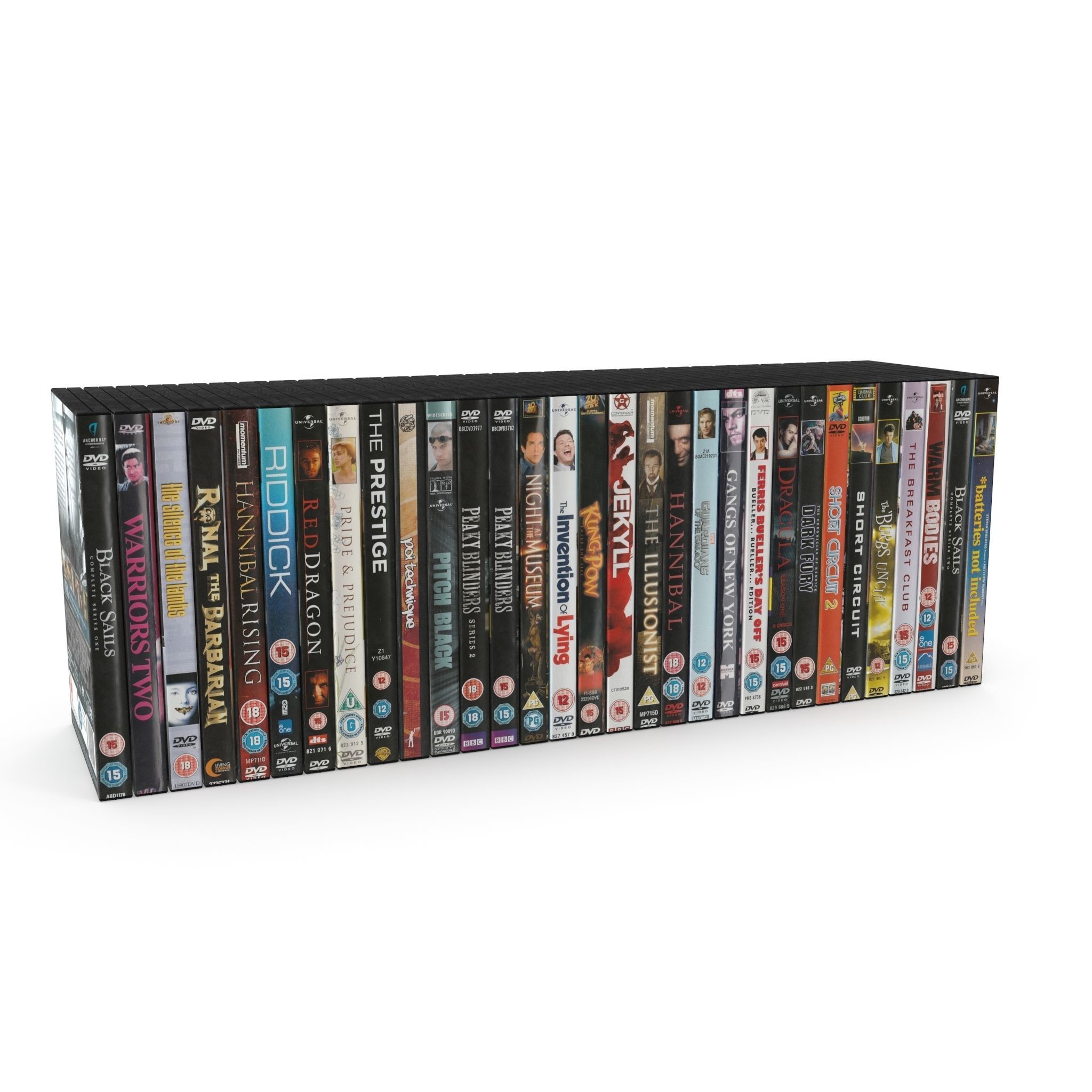 32 assorted realistic DVDs with individual cover cases 3D model | CGTrader