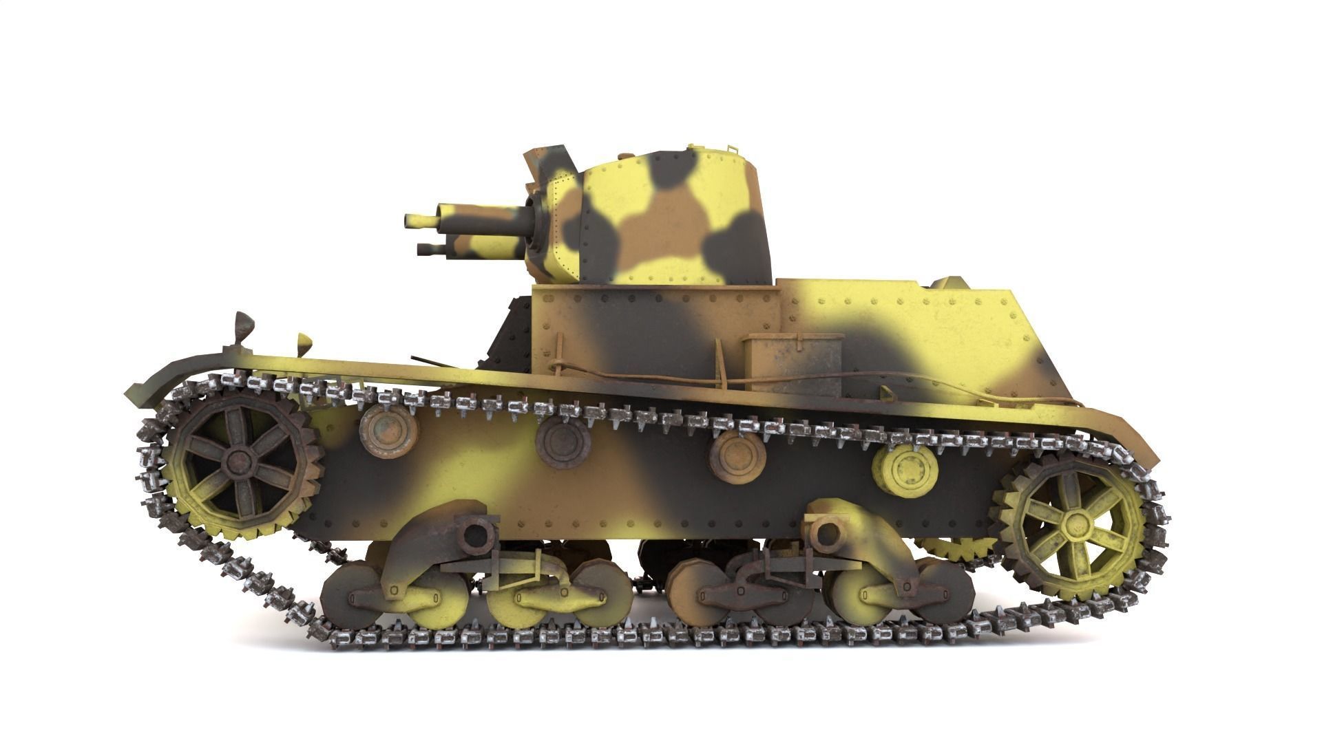 3D model English Vickers 7TP tank PBR Game Ready VR AR low-poly 3d ...