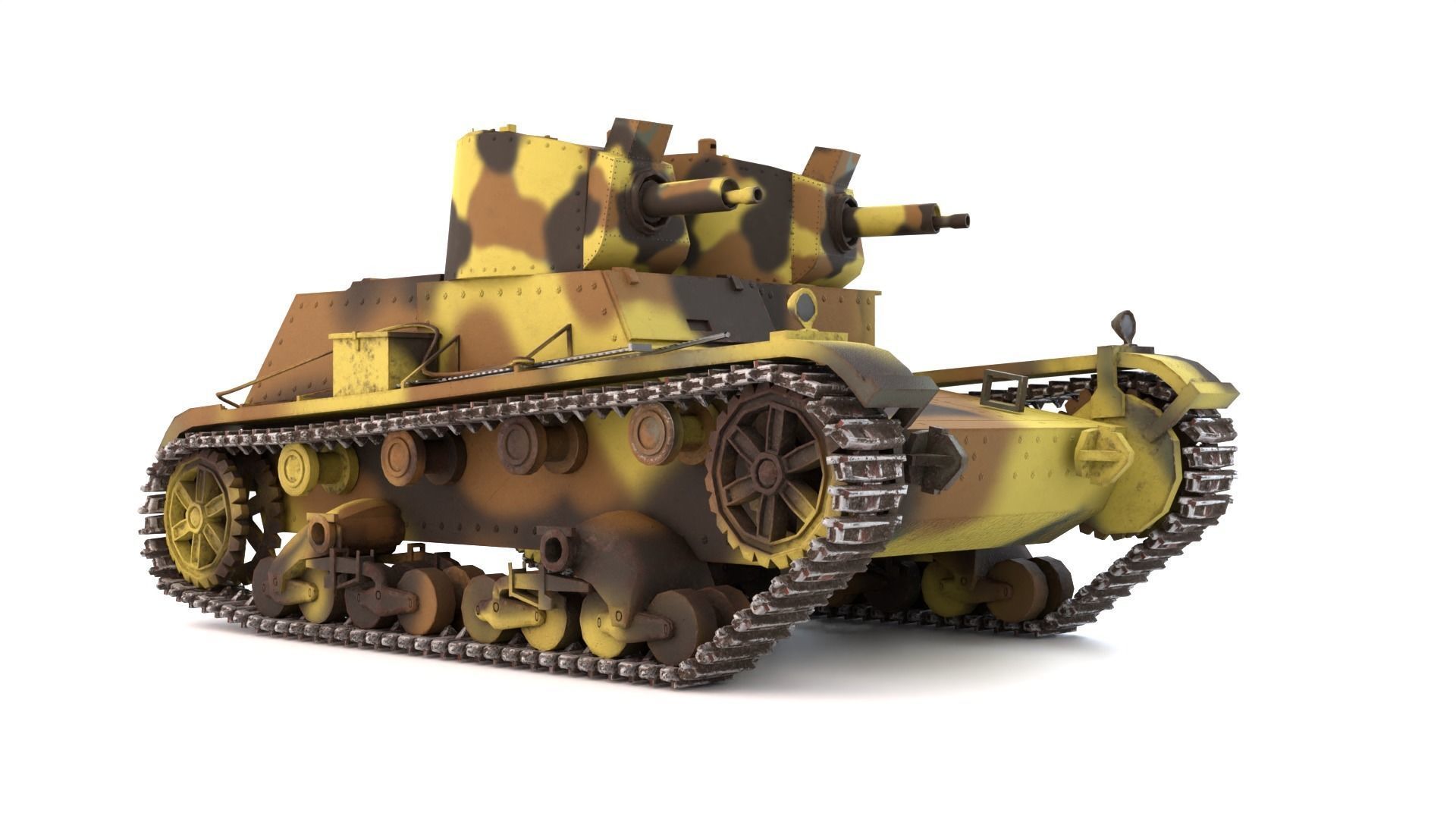 3D model English Vickers 7TP tank PBR Game Ready VR AR low-poly 3d ...
