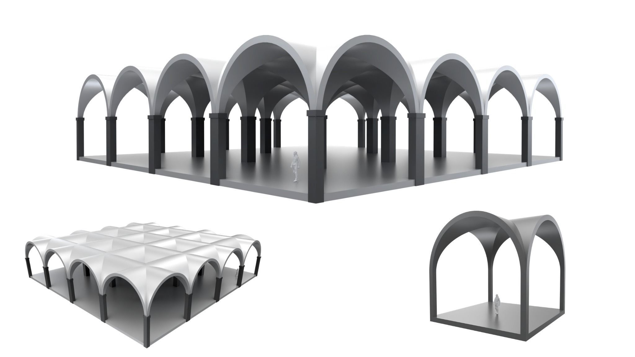 Arched Vault Structure Array Architecture Design 3D model | CGTrader