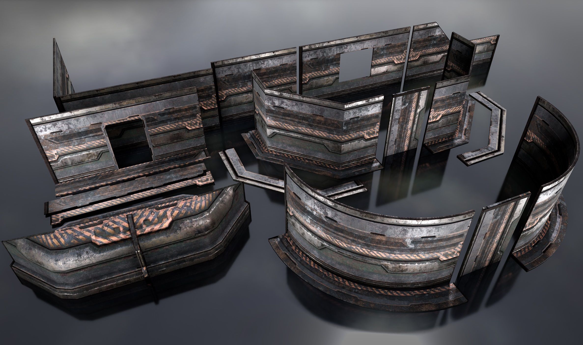 3D model sci fi walls - modular VR / AR / low-poly | CGTrader