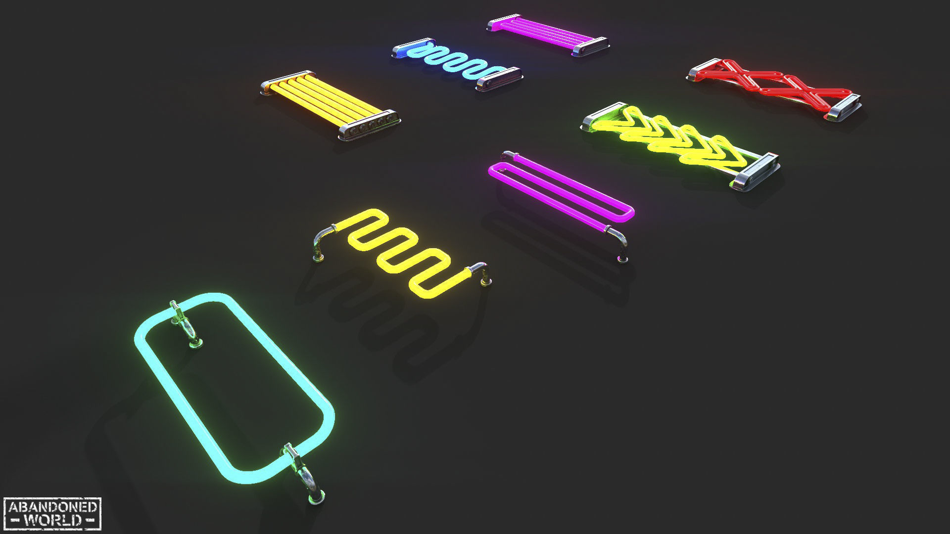 3D model CyberPunk Neon Lamps Set VR / AR / low-poly | CGTrader