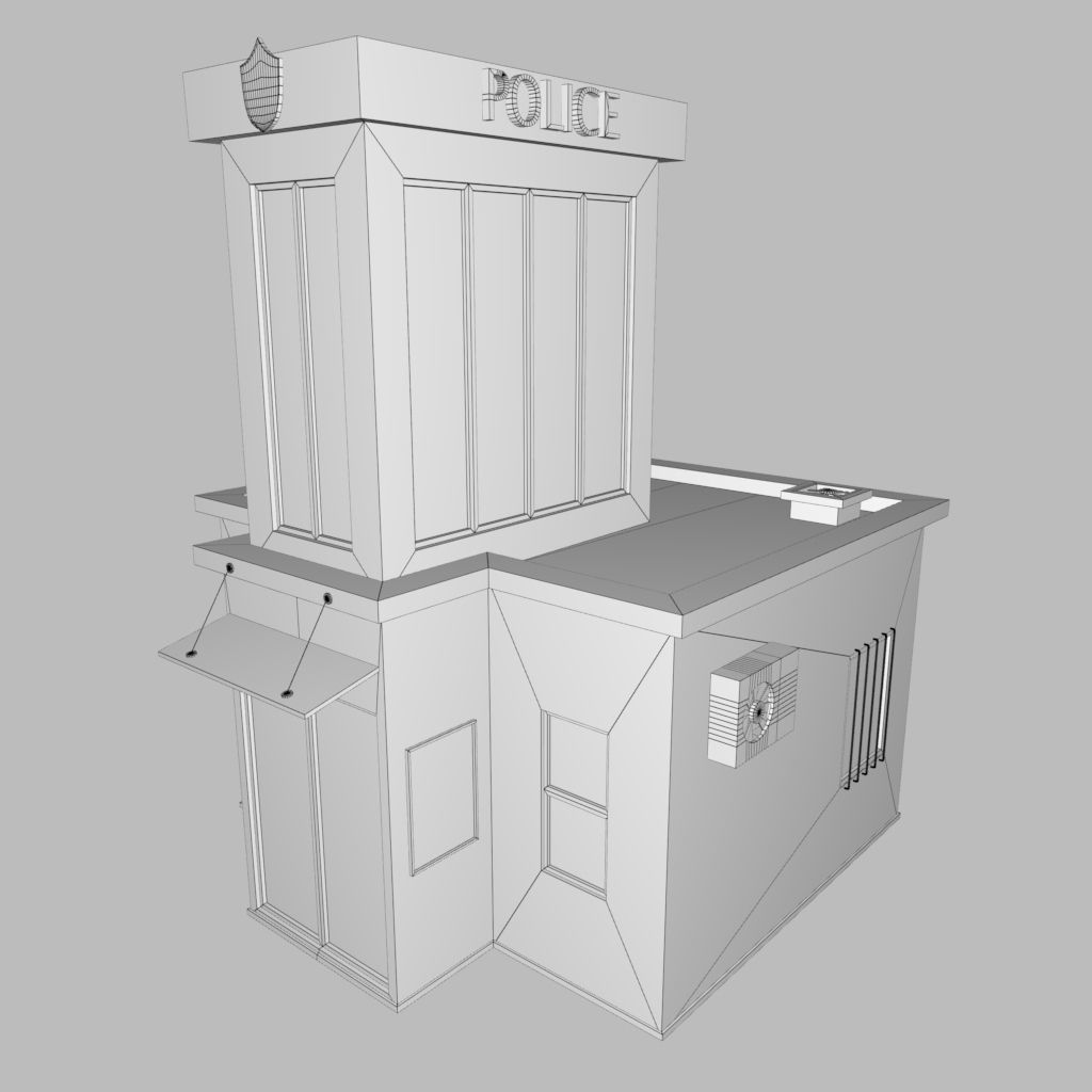 3D model Isometric Cartoon Low Poly Police Station Building Low-poly VR ...