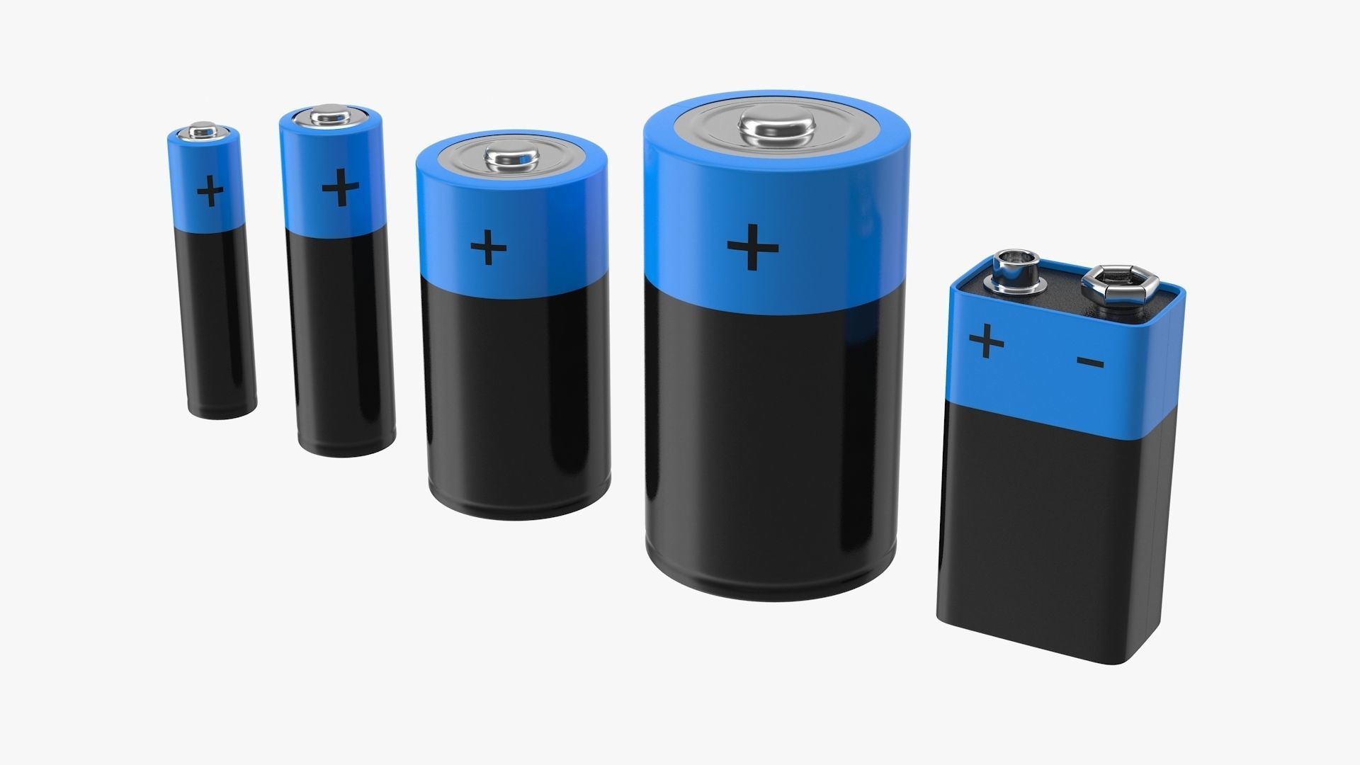 3D model Battery Set VR / AR / low-poly | CGTrader