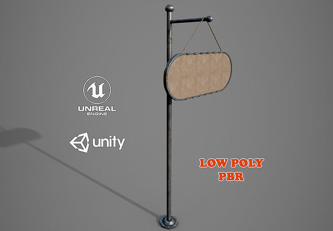 3D model Signboard metal pole with sign VR / AR / low-poly | CGTrader