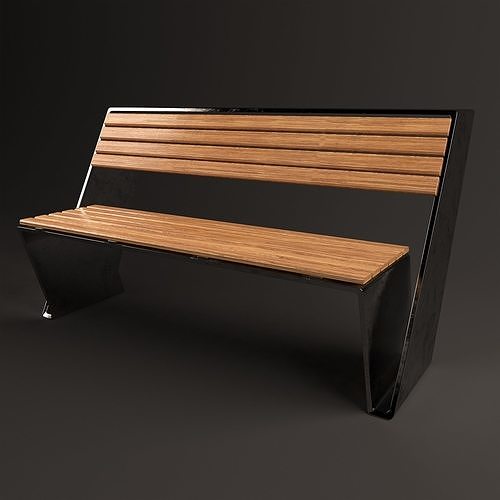 Bench Model with wooden slats free 3D model | CGTrader