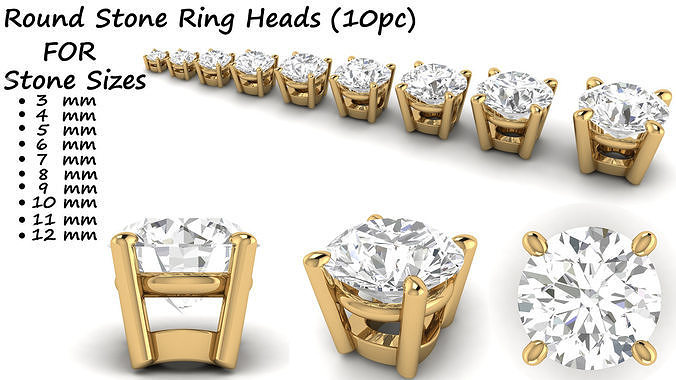 Ring Heads Type 1 - 10pc 3D model 3D printable | CGTrader
