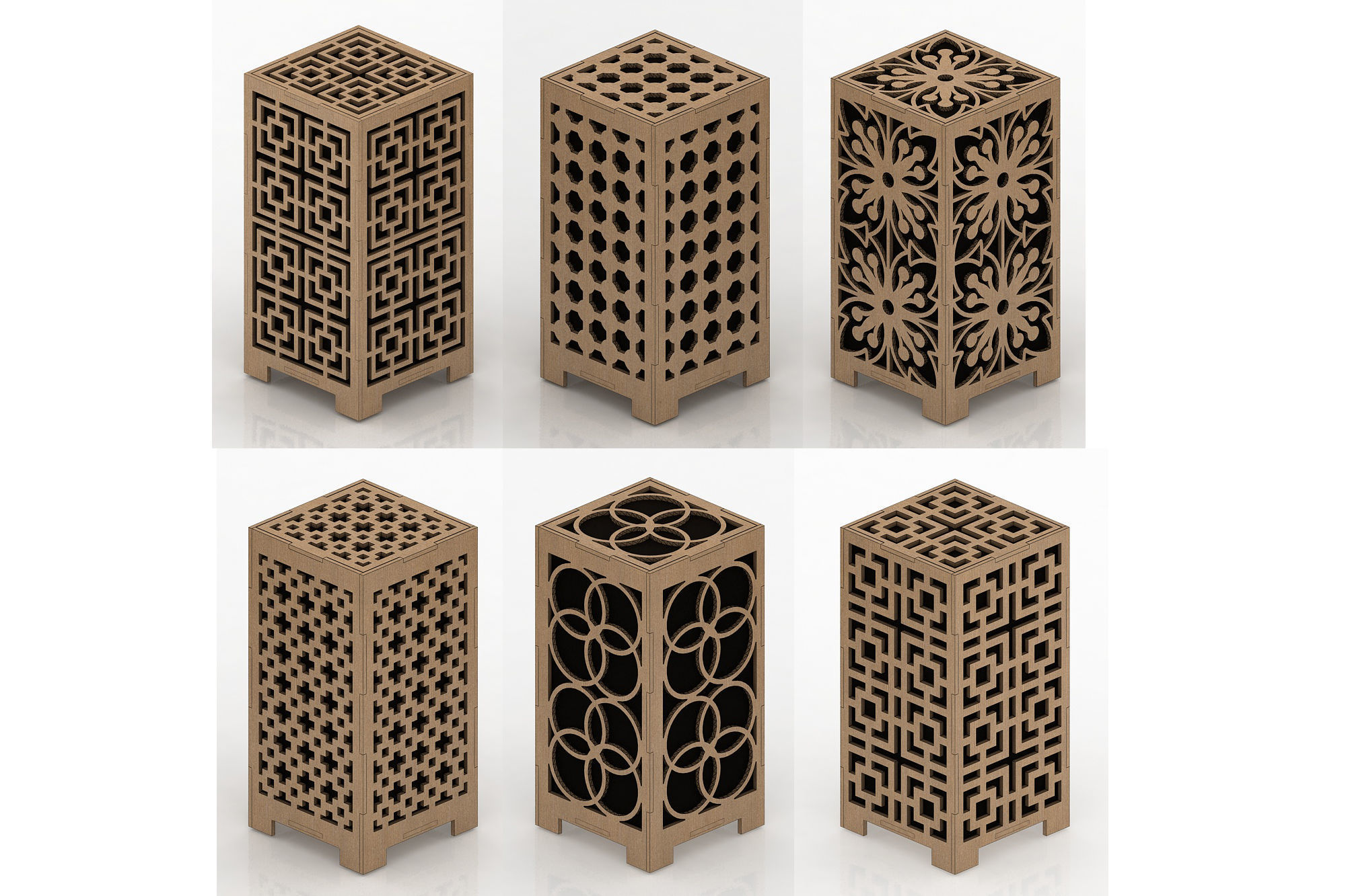 3D model Wooden Lamp pack Laser Cut desk lamp lampshade set VR / AR ...