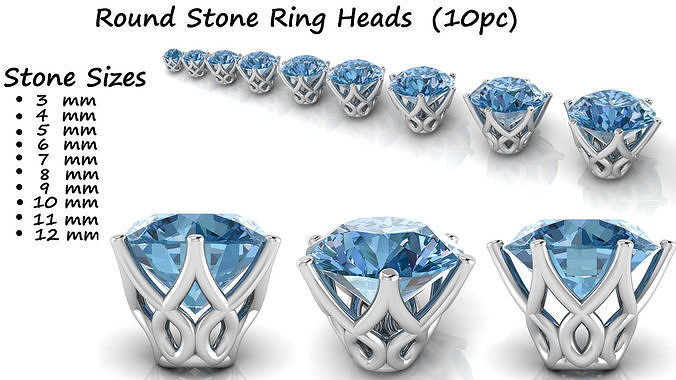 Ring Heads Type 6 - 10pc 3D model 3D printable | CGTrader