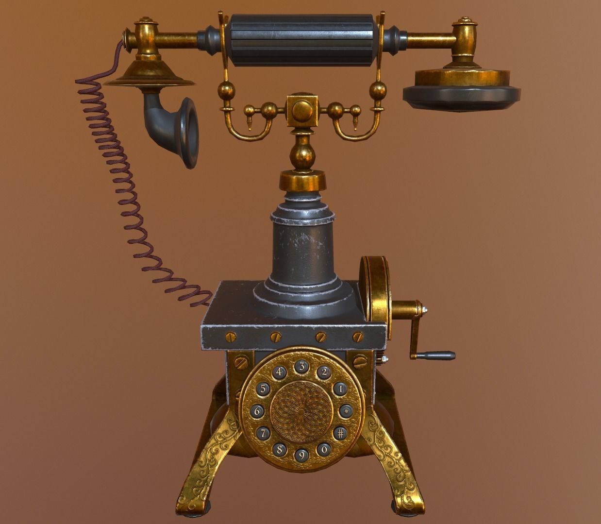 3D model Old telephone vintage pbr Low-poly 3D model VR / AR / low-poly ...