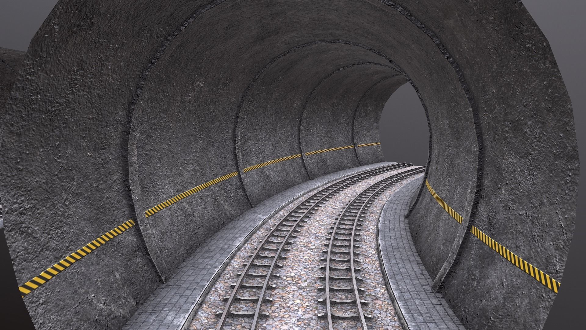 3D model Modular Tunnel with Rail PBR VR / AR / low-poly | CGTrader
