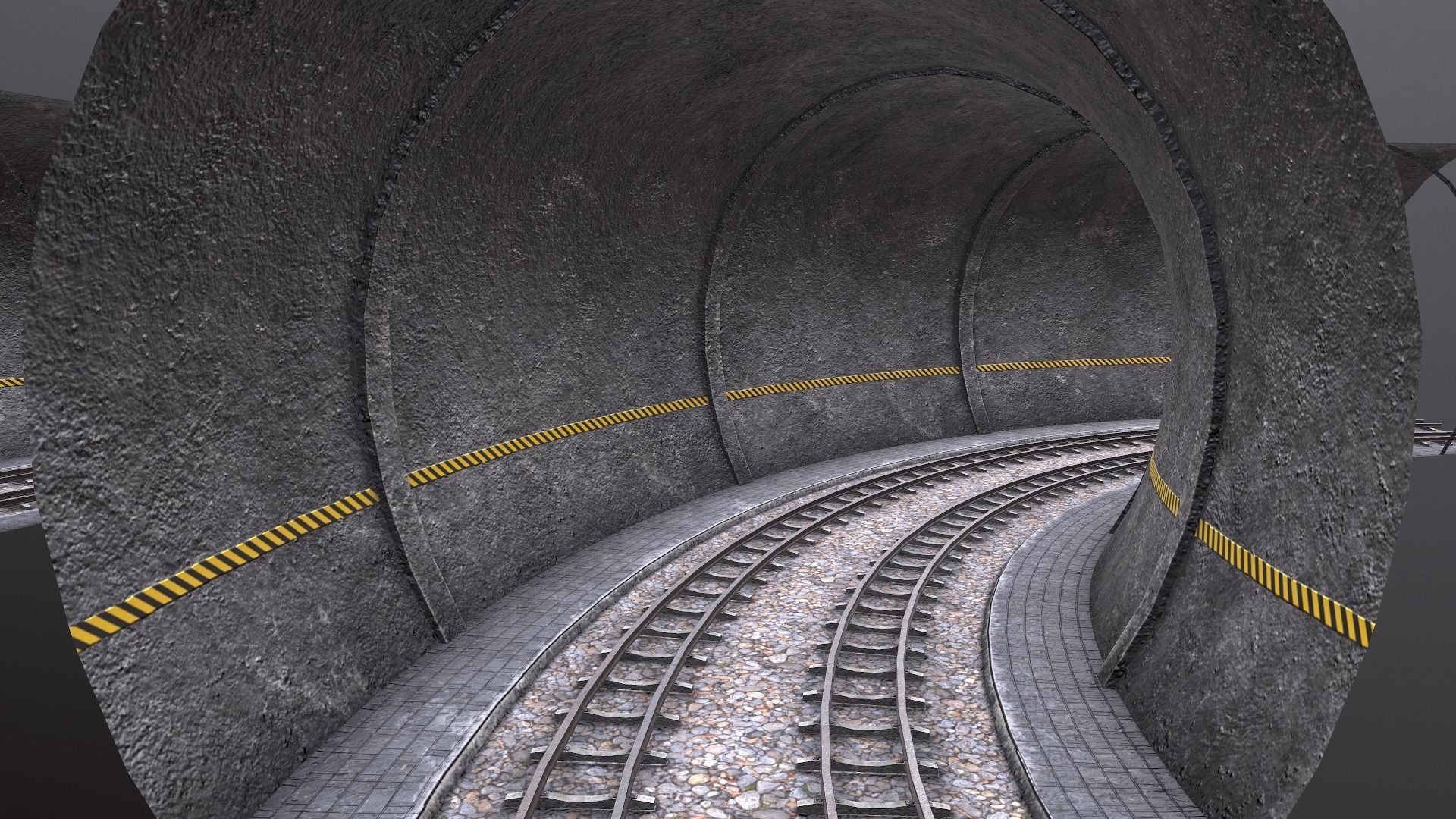 3D model Modular Tunnel with Rail PBR VR / AR / low-poly | CGTrader