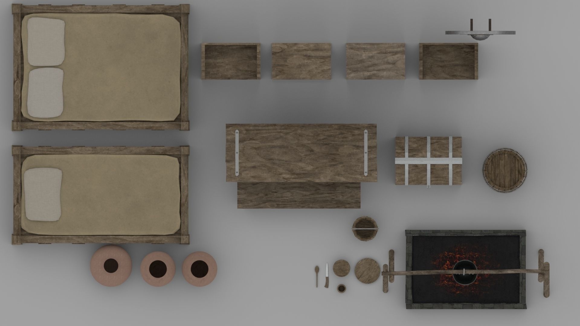 3D model Medieval room furniture VR / AR / low-poly | CGTrader