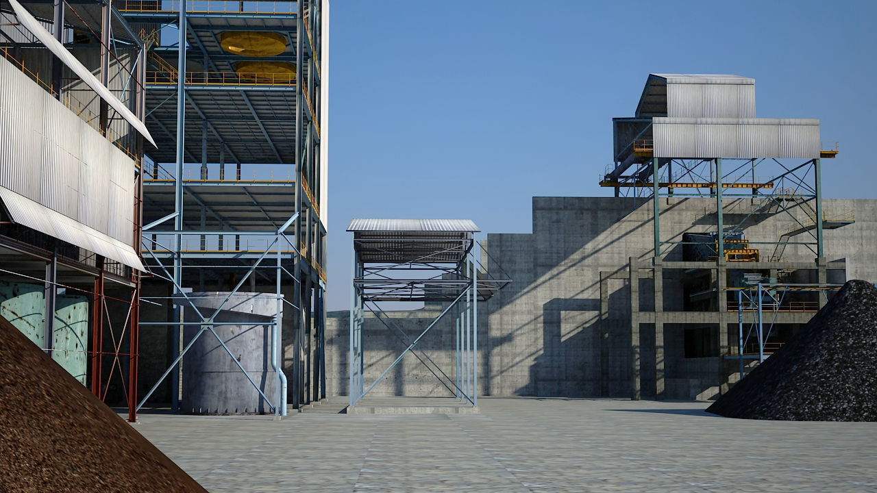 3D model Old industrial Mining plant for game and animations VR / AR ...