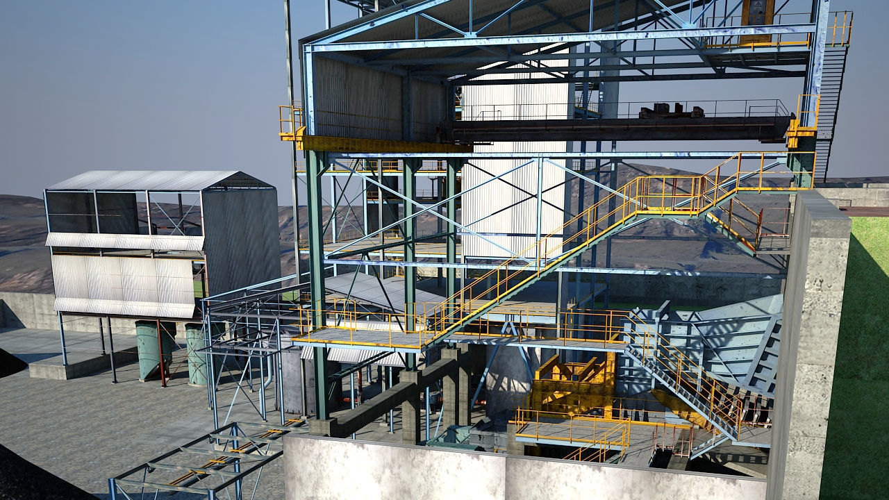 3D model Old industrial Mining plant for game and animations VR / AR ...