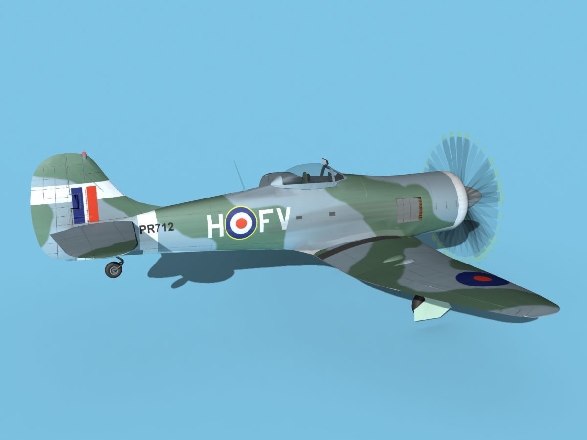 Hawker Tempest MKII V02 RAF 3D model animated rigged | CGTrader