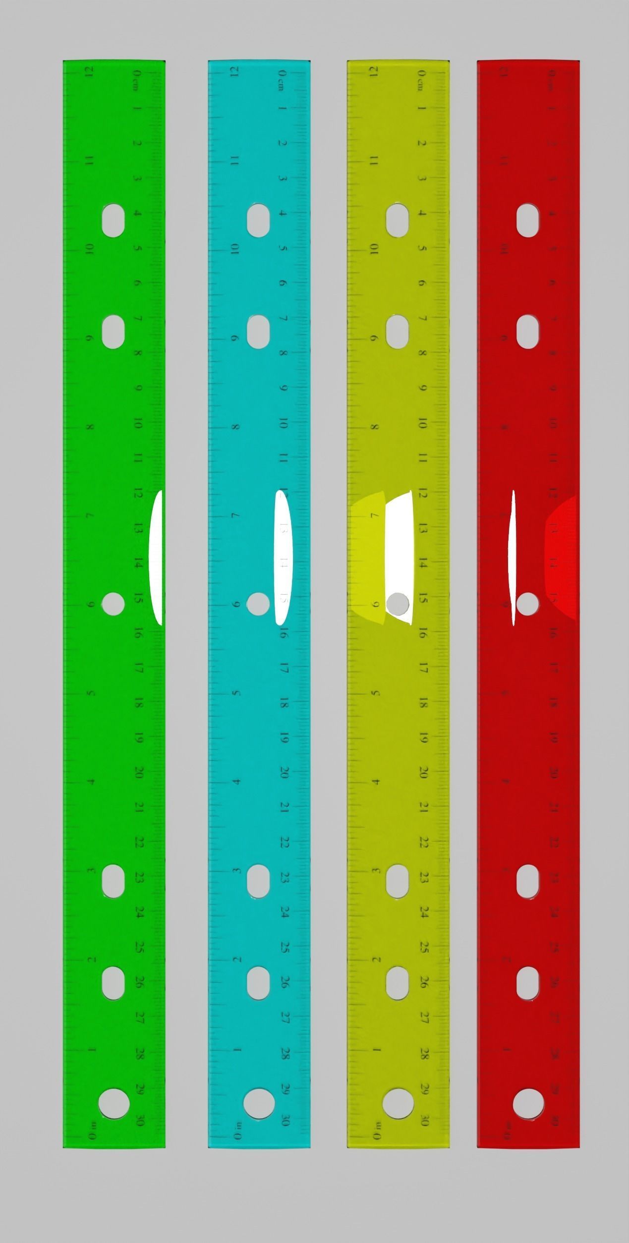 3D model Colored Plastic Rulers VR / AR / low-poly | CGTrader