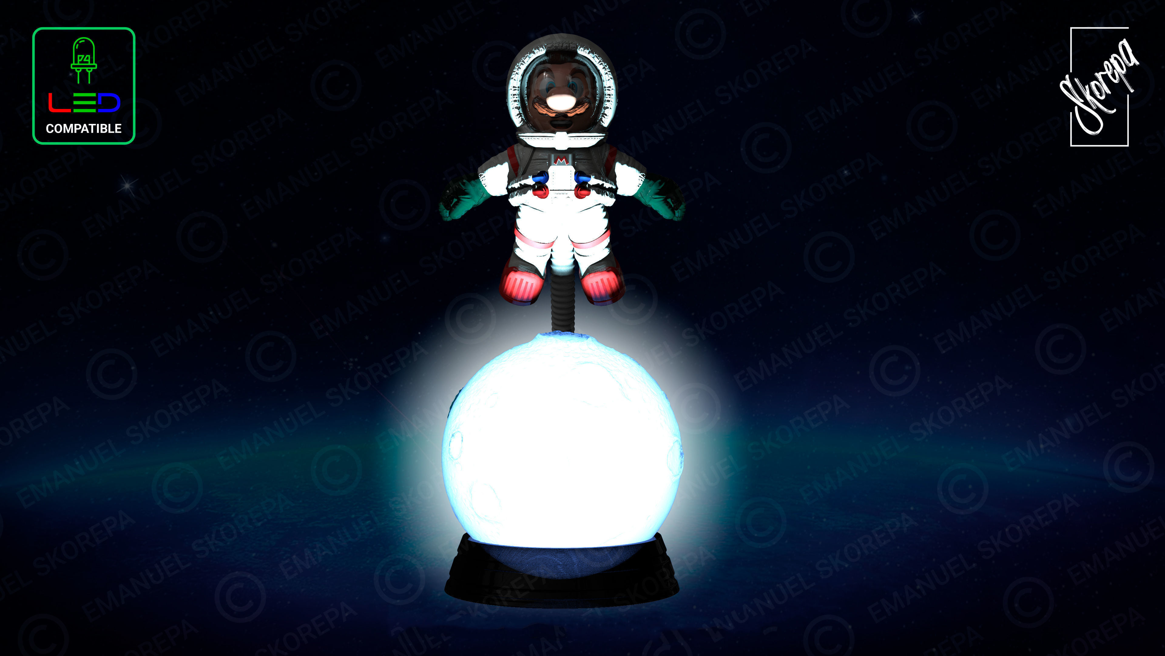 Mario Astronaut Lamp 3D model 3D printable | CGTrader