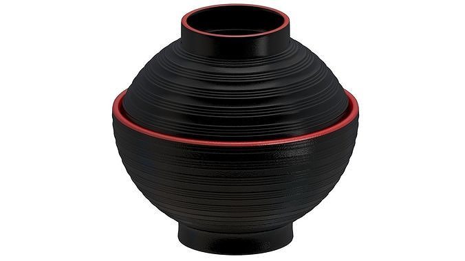 Black Classic Traditional Lidded Japanese Miso Soup Bowl 3D model ...