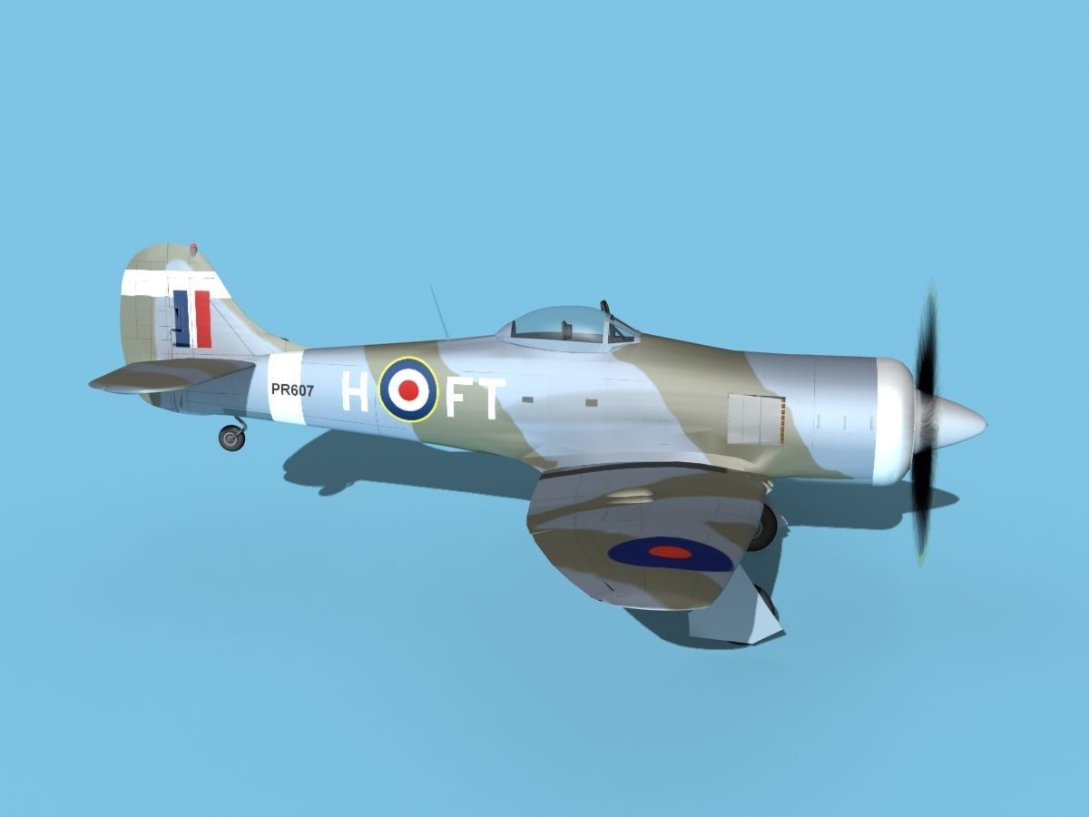 Hawker Tempest MKII V05 RAF 3D model animated rigged | CGTrader