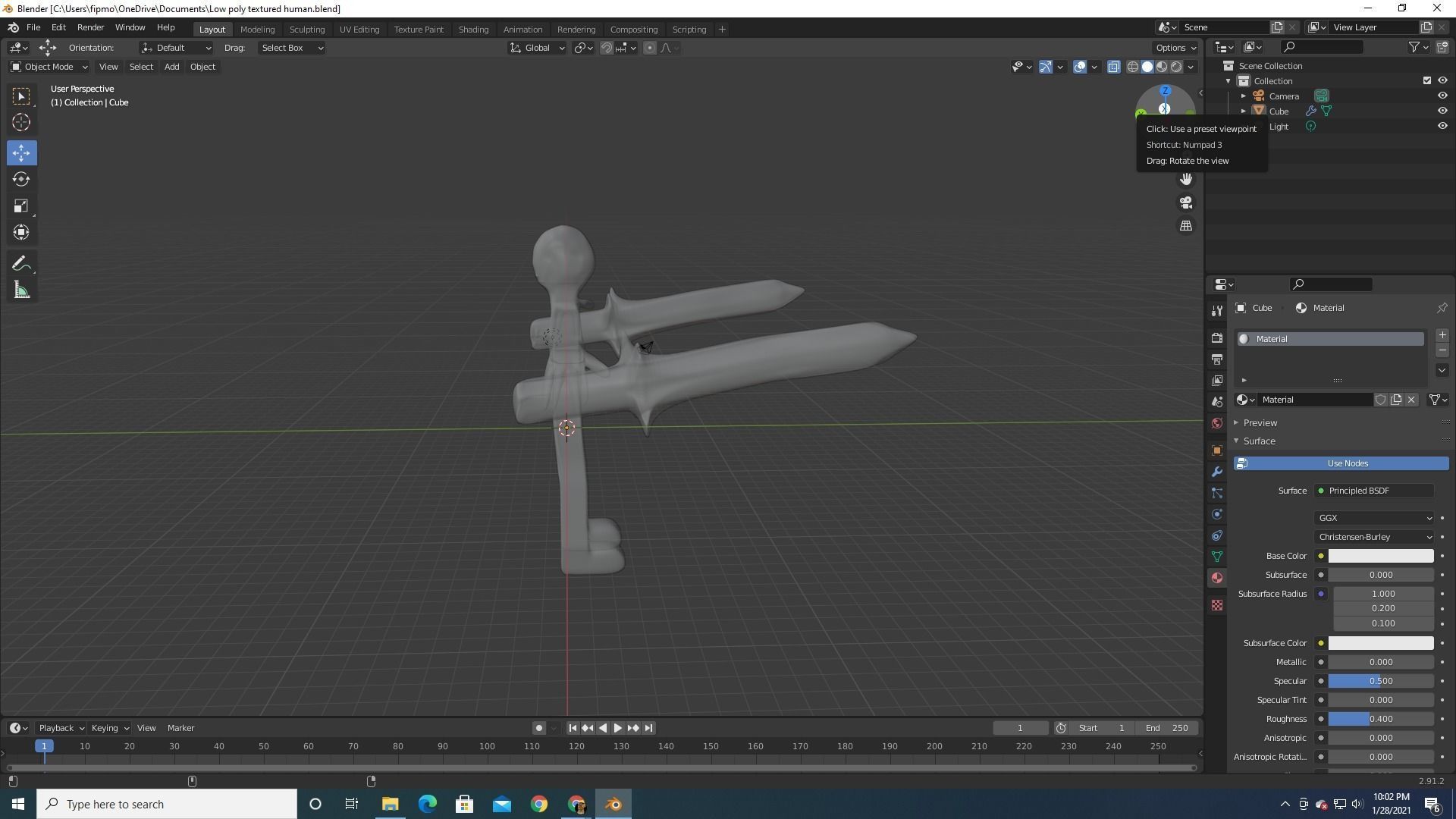 3D model Semi low poly human model with swords VR / AR / low-poly ...