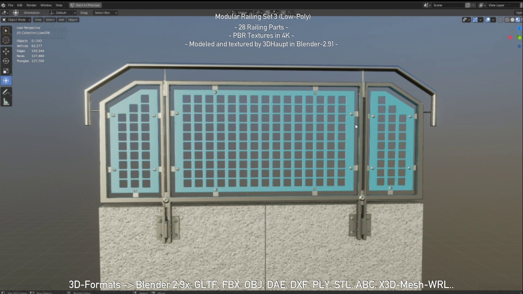 3D model Modular Railing Set-3 VR / AR / low-poly | CGTrader