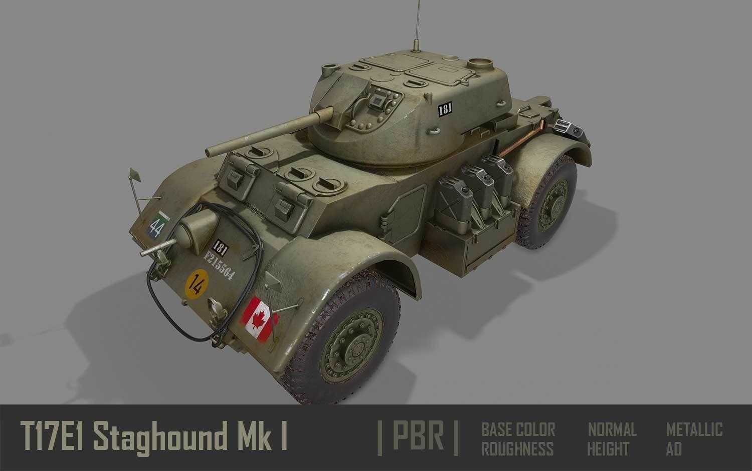 3D model T17E1 Staghound Mk1 Armoured Car PBR VR / AR / low-poly | CGTrader