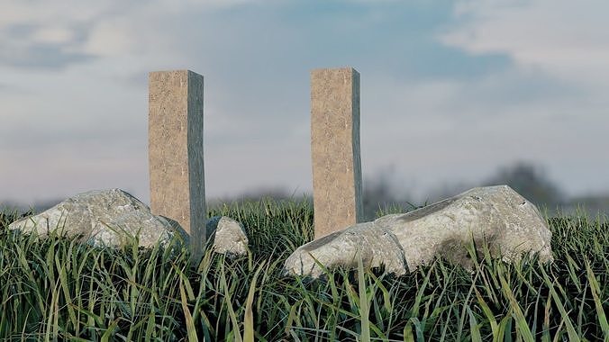Realistic grass stone pillars in 3D model | CGTrader