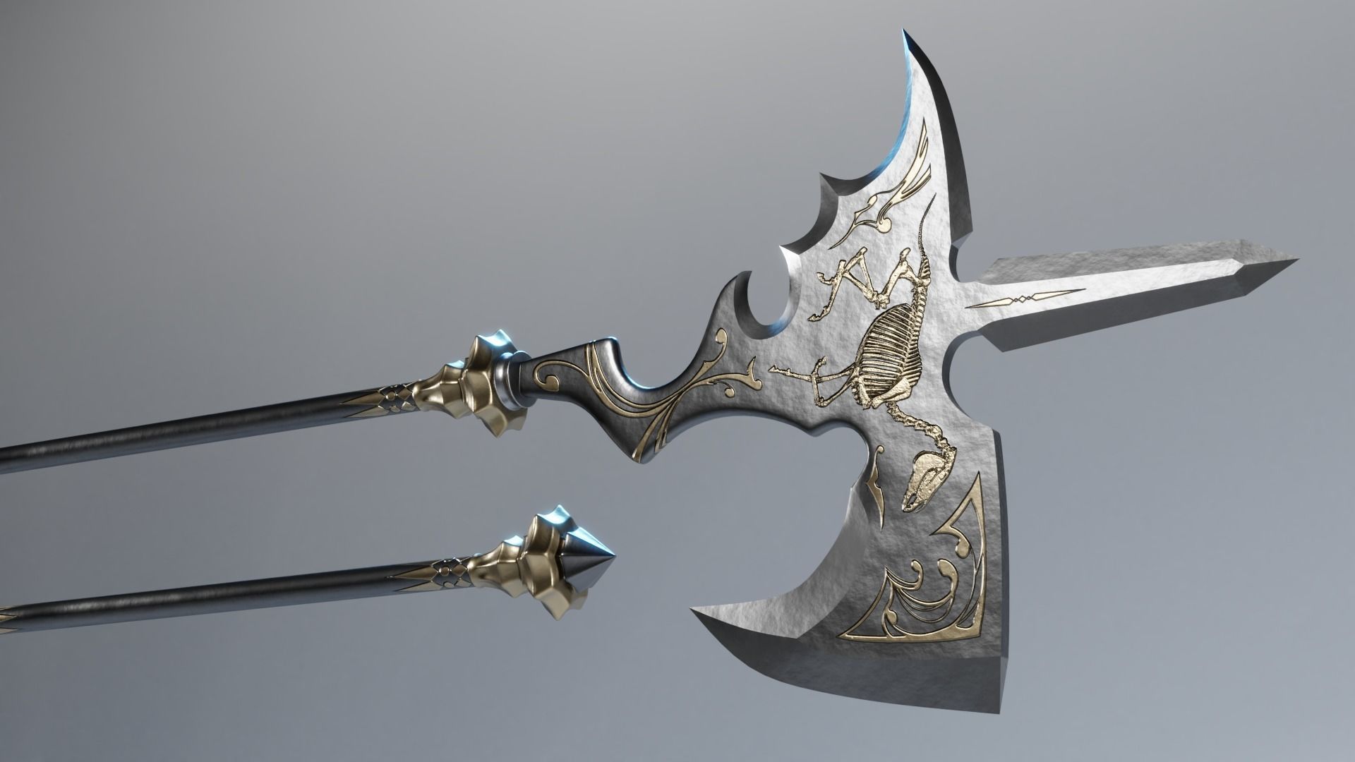 3D model Fantasy Halberd Axe Polearm VR / AR / low-poly | CGTrader