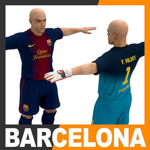 Football Player and Goalkeeper - FC Barcelona 3D model rigged | CGTrader