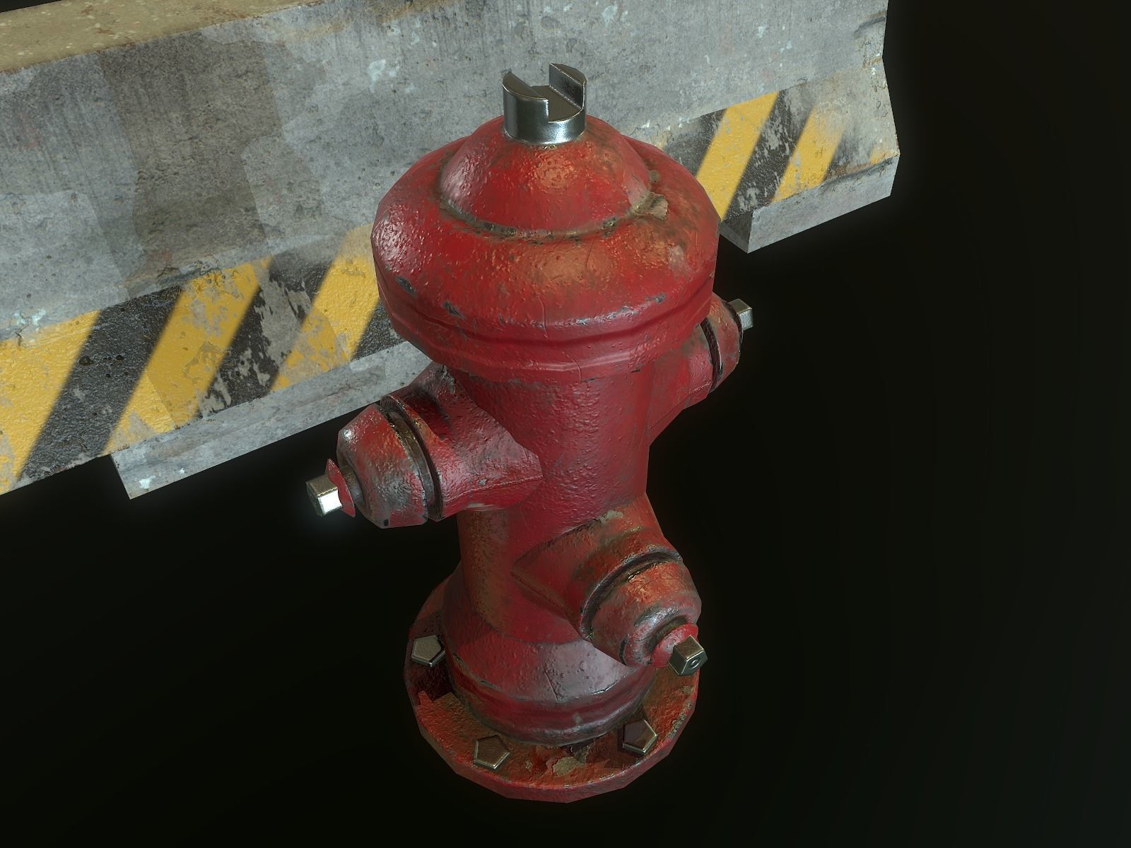 3D model Fire Hydrant and concrete barrier pbr VR / AR / low-poly ...