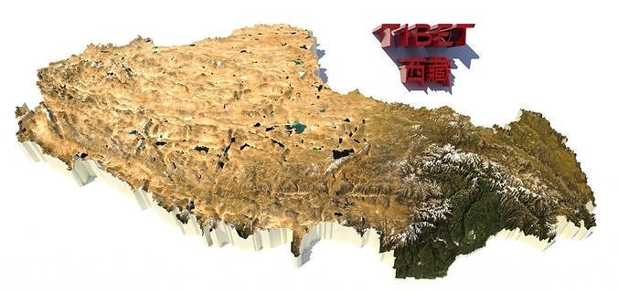 Tibet 3D Terrain Digital Elevation Model low high resolution 3D model ...