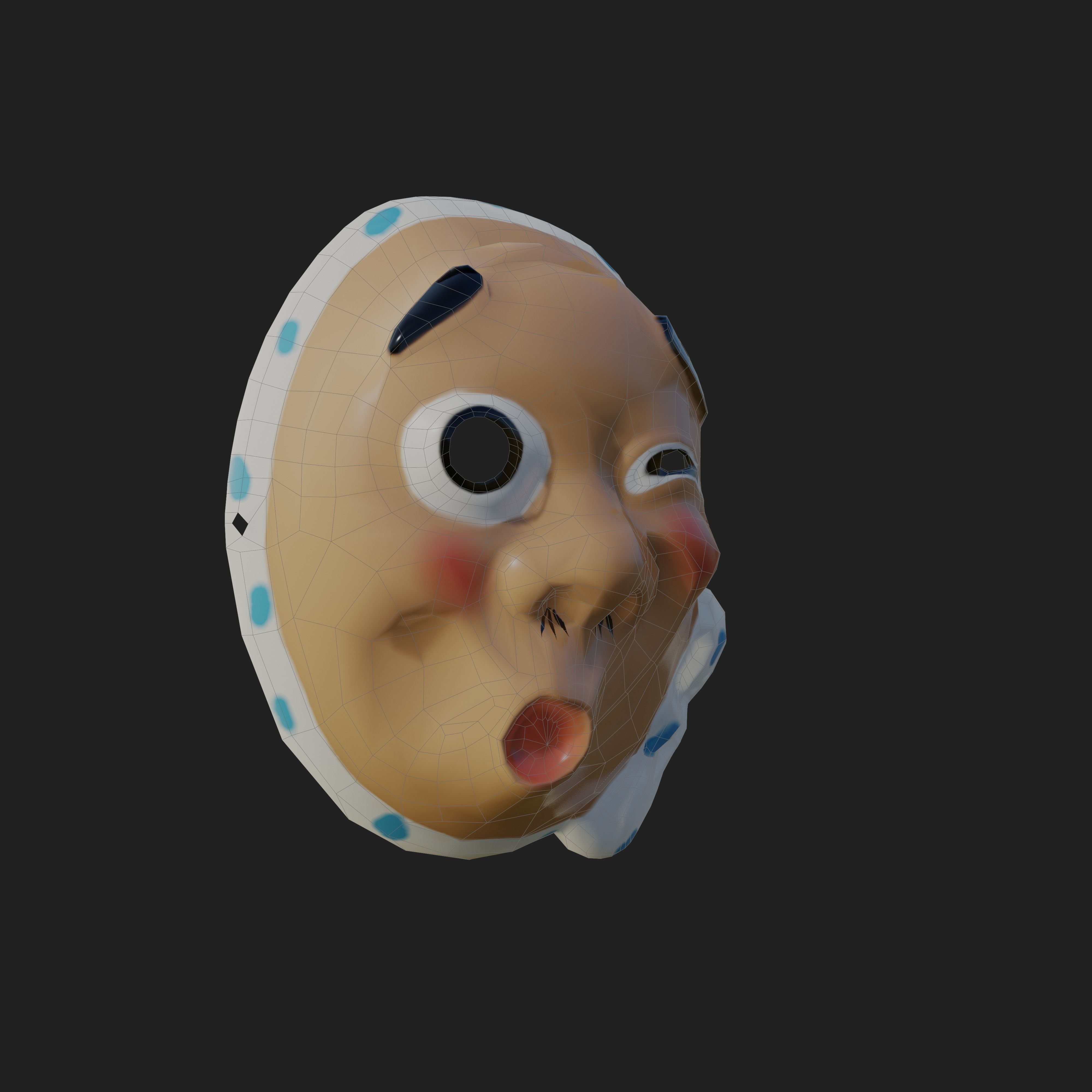 3D model Hyottoko Mask Noh Theatre Mask Japanese Highpoly Midpoly ...